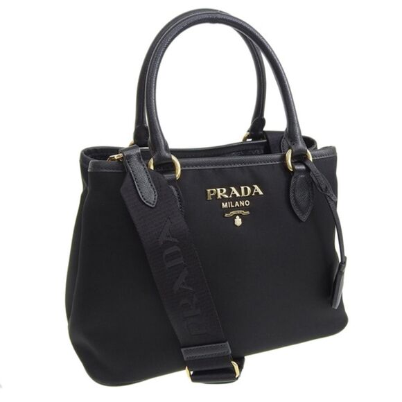 Prada | Bags | Prada2 Way Shoulder Bag Nylon Saffiano Black | Poshmark